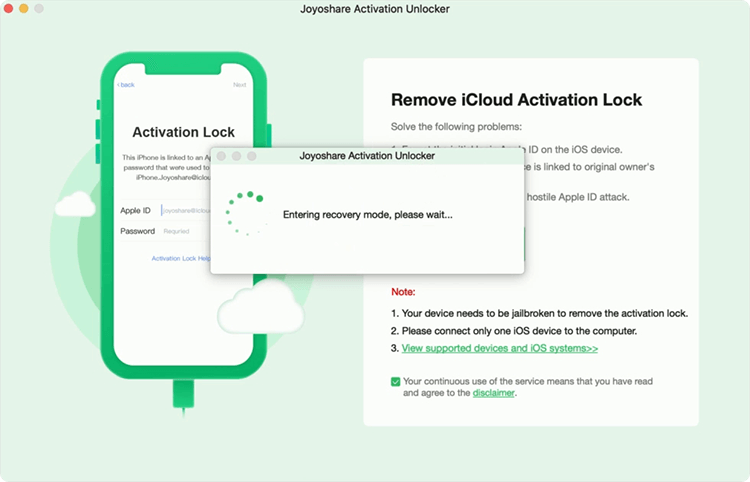 User Guide of Joyoshare Activation Unlocker - Remove Activation Lock