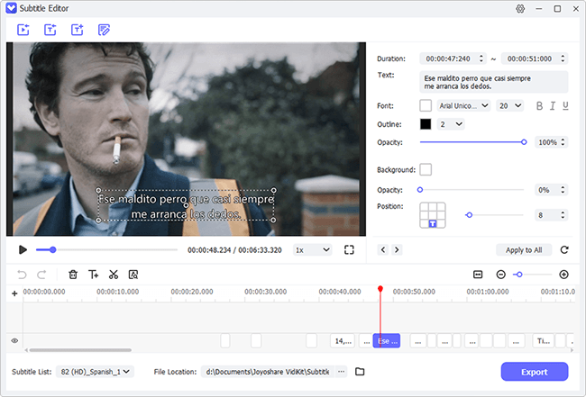 How to Edit Subtitles with Subtitle Editor | Joyoshare VidiKit